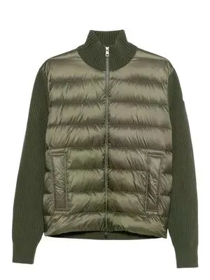 Moncler Quilted-panel Zip Cardigan - Green