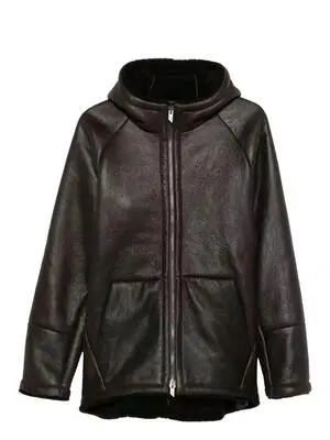SALVATORE SANTORO Hooded Leather Jacket - Brown