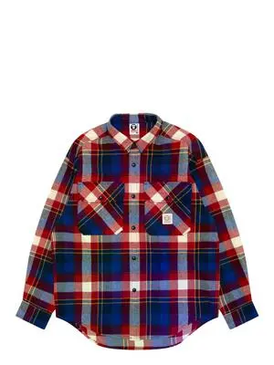 AAPE BY *A BATHING APE® Hooded Plaid Shirt - Blue