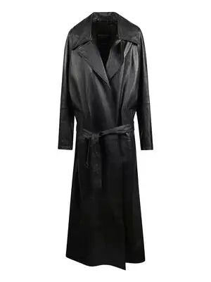 Balenciaga Belted Lambskin Maxi Coat - Black