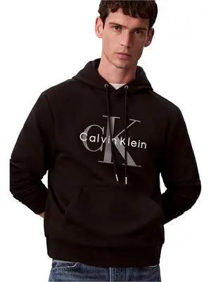 Calvin Klein Monologo Fleece Hoodie - Black