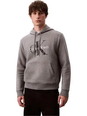 Calvin Klein Monologo Fleece Hoodie - Grey Heather