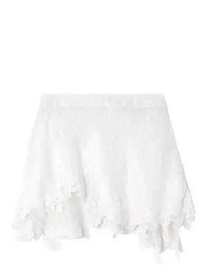 Isabel Marant Reana Lace-trimmed Satin-jacquard Mini Skirt - White