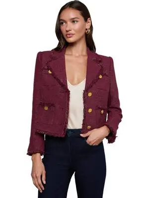 L'Agence Sylvia Tweed Jacket - Malbec/gold