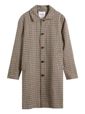 WAX LONDON Stan Houndstooth Check Coat - Natural/multi