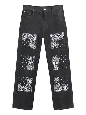 NOMARHYTHM TEXTILE Bandana Embroidery Corduroy Trousers - Gray