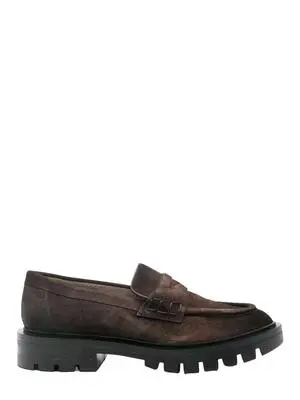 Santoni Suede Penny Loafers - Brown