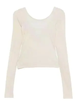 HALFBOY Long-sleeve Ribbed Knit Top - Neutrals