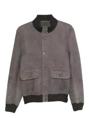 SALVATORE SANTORO Ribbed-trim Bomber Jacket - Grey