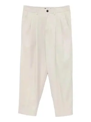 LOW BRAND Pleated Straight-leg Trousers - Neutrals