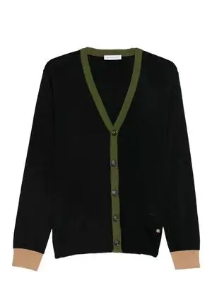 MANUEL RITZ Wool-blend Cardigan With Contrast Trim - Black
