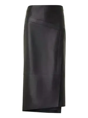AKRIS Leather Asymmetric Skirt