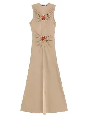 Christopher Esber Stone-detail Ruched Maxi Dress - Neutrals