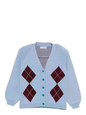 ROWEN ROSE Argyle-Pattern Cardigan