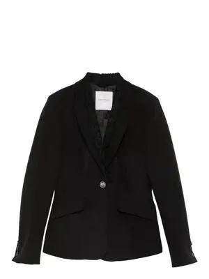 ERMANNO FIRENZE Lace Detail Single-breasted Jacket - Black