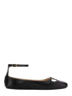 Chloé Misty Buckle-strap Leather Ballerinas - Black