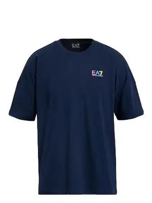 EA7 Man T-shirt Navy Size S Cotton, Elastane