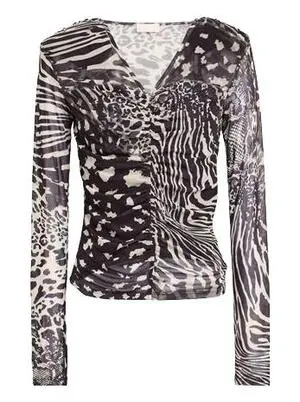 LIU •JO Leopard-print Tulle Top - Black