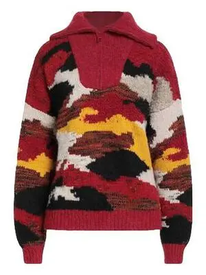 Ba&sh Camouflage-print Intarsia-knit Sweater - Red
