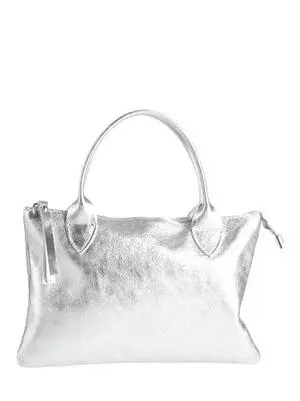 LAURA DI MAGGIO Leather Handbag With Detachable Strap - Silver