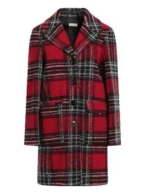 LIU •JO Tartan Wool Blend Coat - Red
