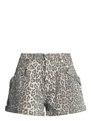 R13 Denim Leopard-print Shorts - Beige