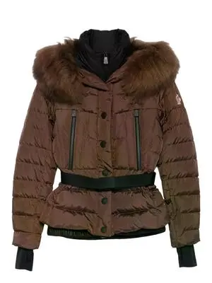 Moncler Belted Puffer Jacket - Brown