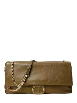 TWINSET Chain Shoulder Bag With Logo Plaque - Green
