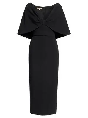 Elie Saab Cape-sleeve Cady Midi Dress - Black