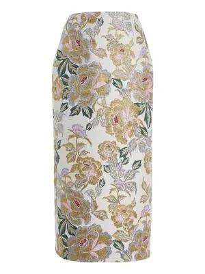 Carolina Herrera Floral Print Midi Skirt - Ivory