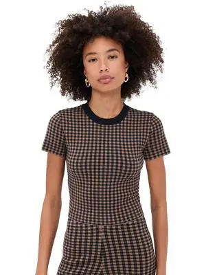 LE BOP Gingham Knit Tee - Chocolate/black