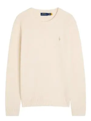 Ralph Lauren Logo-Embroidered Wool-Blend Jumper Ecru