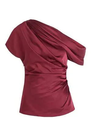 Simkhai Draped Satin Top - Dark Red