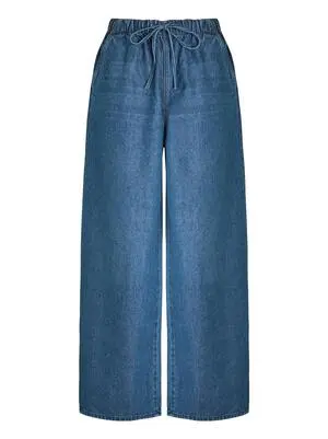 MOTHER Straight-leg Drawstring Jeans - Dark Blue