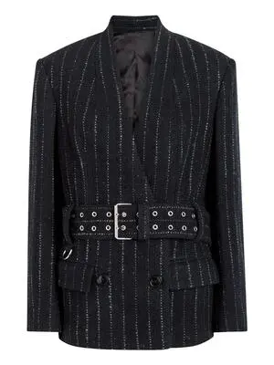 Isabel Marant Fyma Belted Wool Jacket - Navy