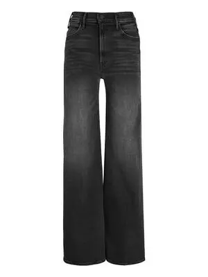 MOTHER The Hustler Roller Sneak Wide-leg Jeans - Black