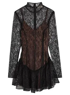 DE LA VALI Brisa Lace Mini Dress - Black