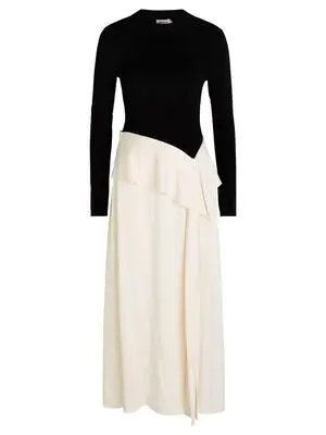 Simkhai Ornella Color-block Knit And Crepe Midi Dress - Black And White