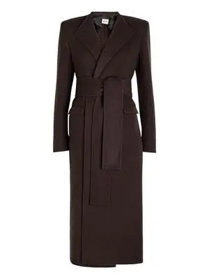 Khaite Jelson Belted Wool Coat - Dark Brown