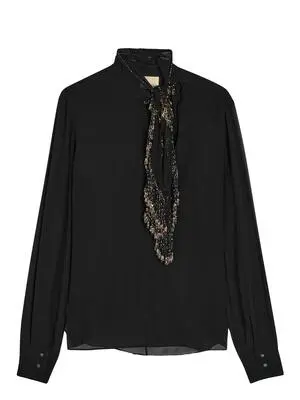 Isabel Marant Elaura Bead-embellished Silk-georgette Blouse - Black