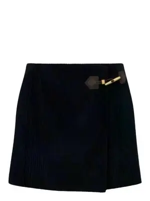 MOSCHINO Corduroy Mini Wrap Skirt With Buckle
