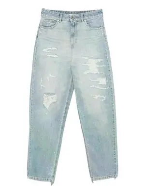 HALFBOY Ripped-detail Jeans With Frayed Hem - Blue