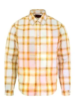 PLEASURES Dizzle Plaid Button Up Shirt - Neutrals