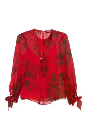 Max Mara Floral-print Tie-cuff Blouse - Red