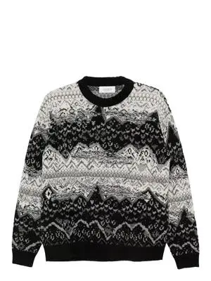 LANEUS Patterned Knit Sweater - Black