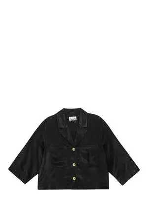 GANNI Notched-collar Shirt - Black