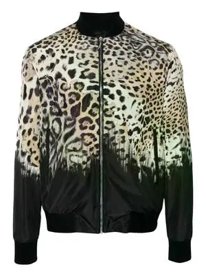 Roberto Cavalli Tiger Tooth-detailed Leopard-print Bomber Jacket - Neutrals