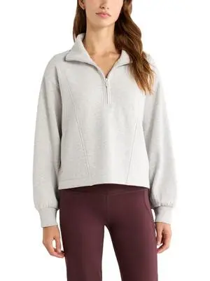 Zella Ultracozy Fleece Half Zip Pullover - Grey Light Heather