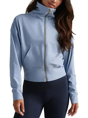 RHONE Atmosphere Crop Zip Sweatshirt Forever Blue Heather