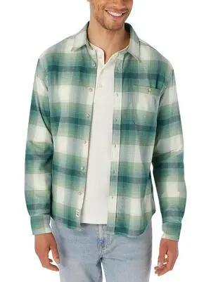 FAIR HARBOR Plaid Lightweight Flannel Button-up Shirt - Green Hills Plaid